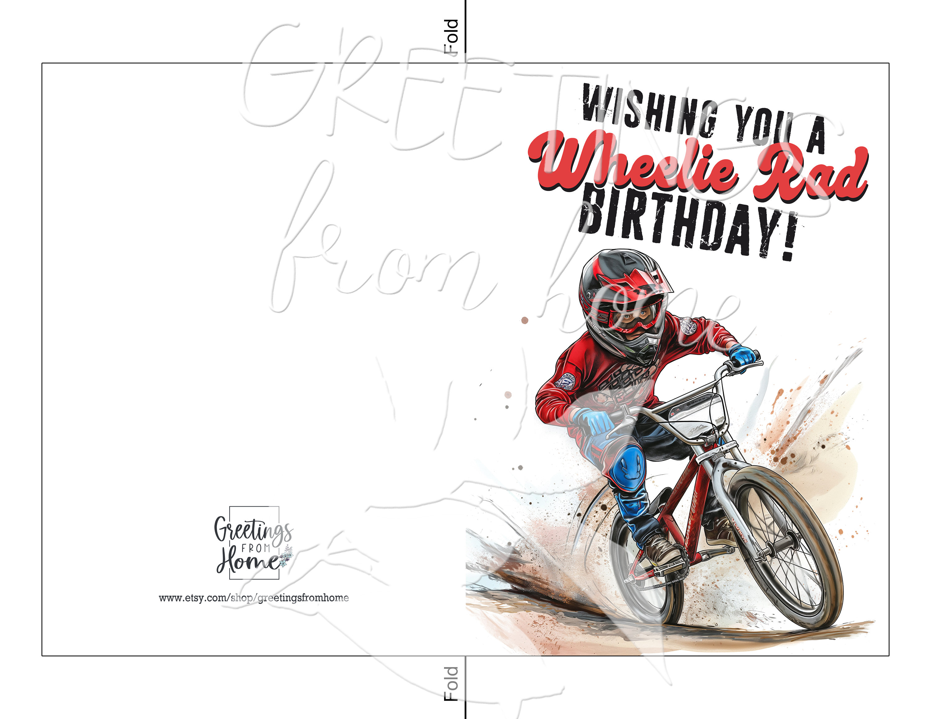 Printable BMX Birthday Card for Boy, BMX Bike Birthday Card for Kid ...