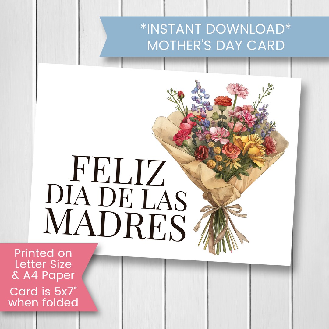 Feliz Dia De Las Madres Card, Spanish Mother's Day Card, Dia De La ...