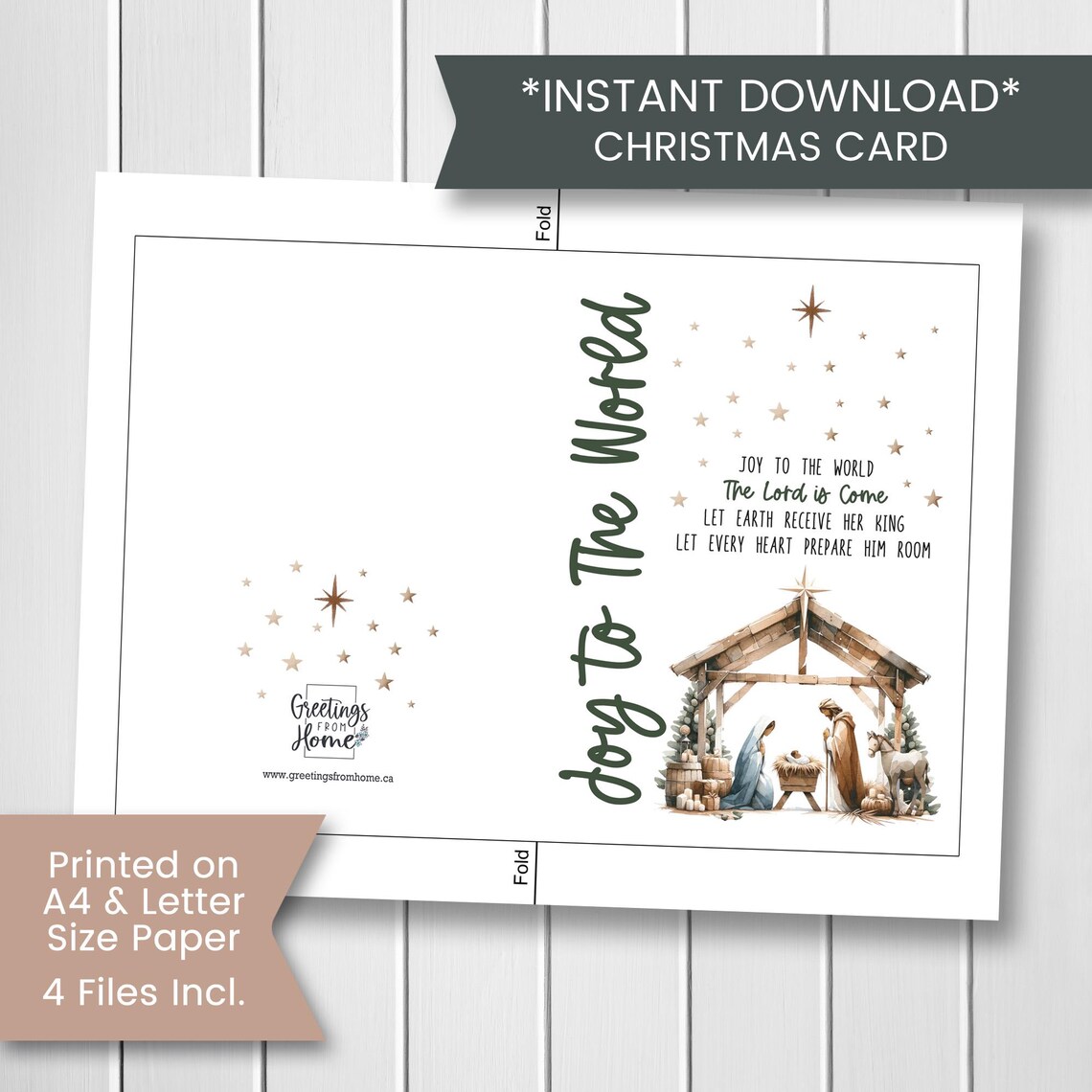 Printable Nativity Christmas Card, Christian Christmas Card, Joy to the ...