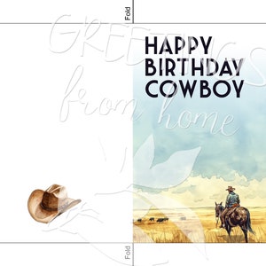 Cowboy Birthday Card, Printable Cowboy Birthday Card for Dad, Horse ...