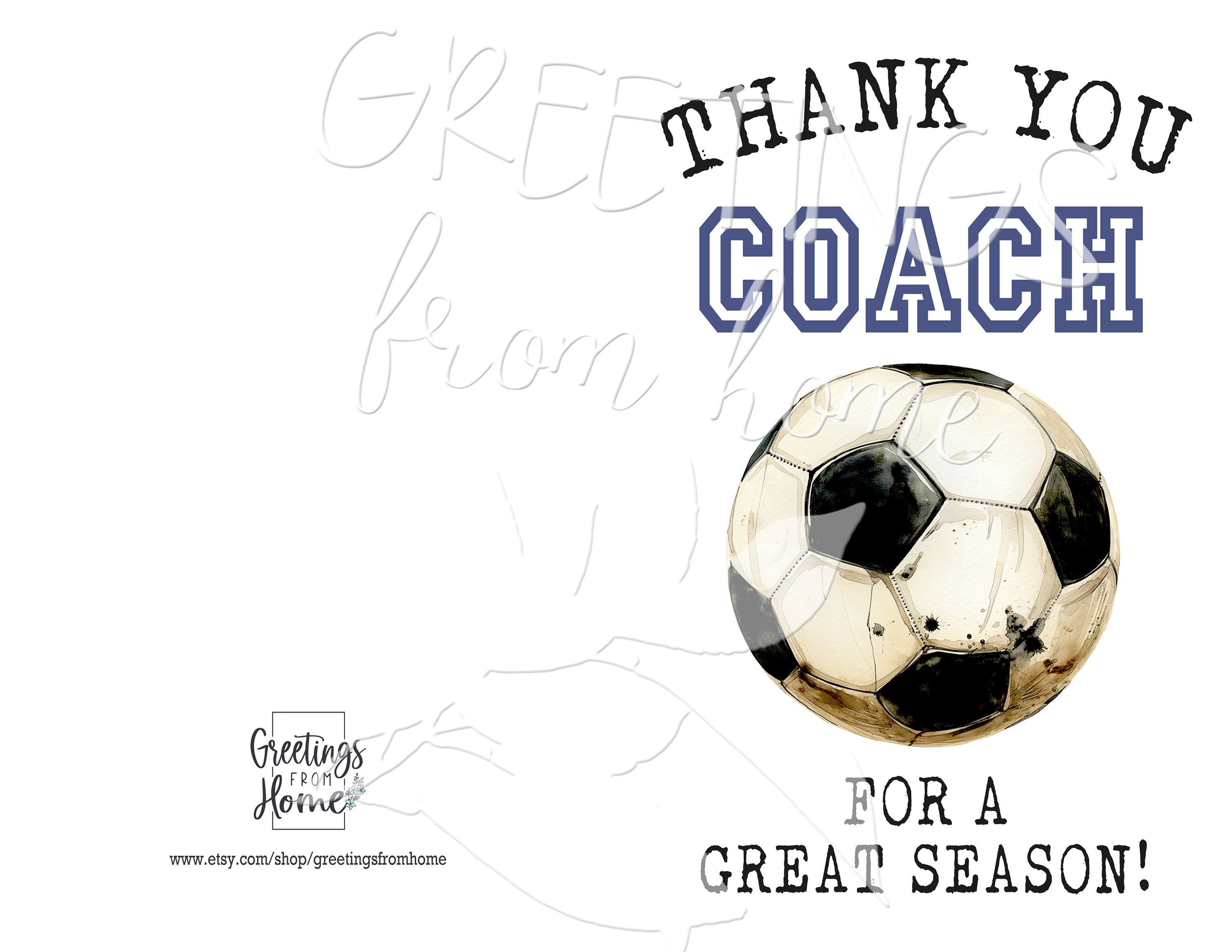 Printable Soccer Coach Thank You Card, Thank You for Soccer Coach ...