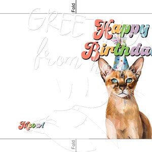 Abyssinian Cat Birthday Card Printable Cat Birthday Card Rudy Abby Cat ...