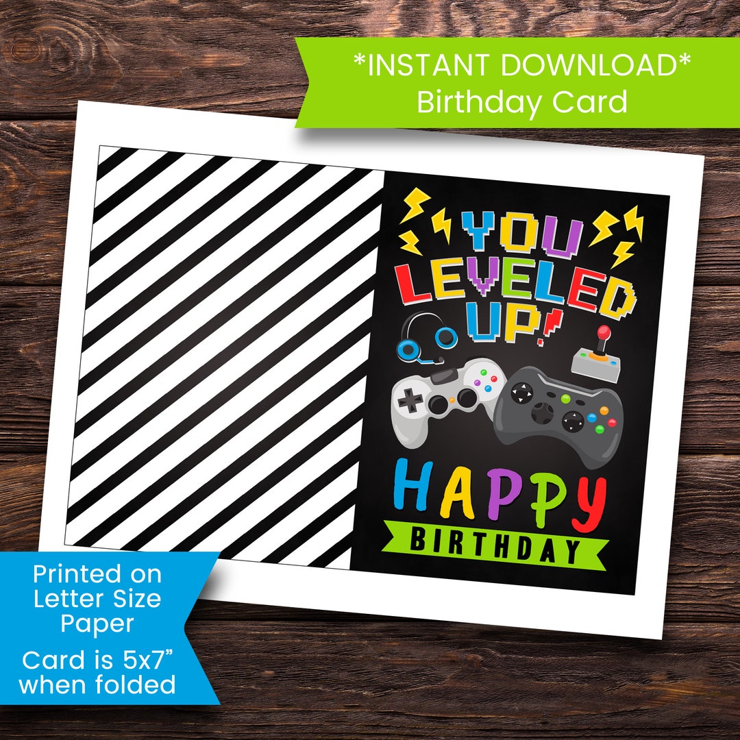 Video Game Birthday Card Printable, Printable Gamer Birthday Card, for ...