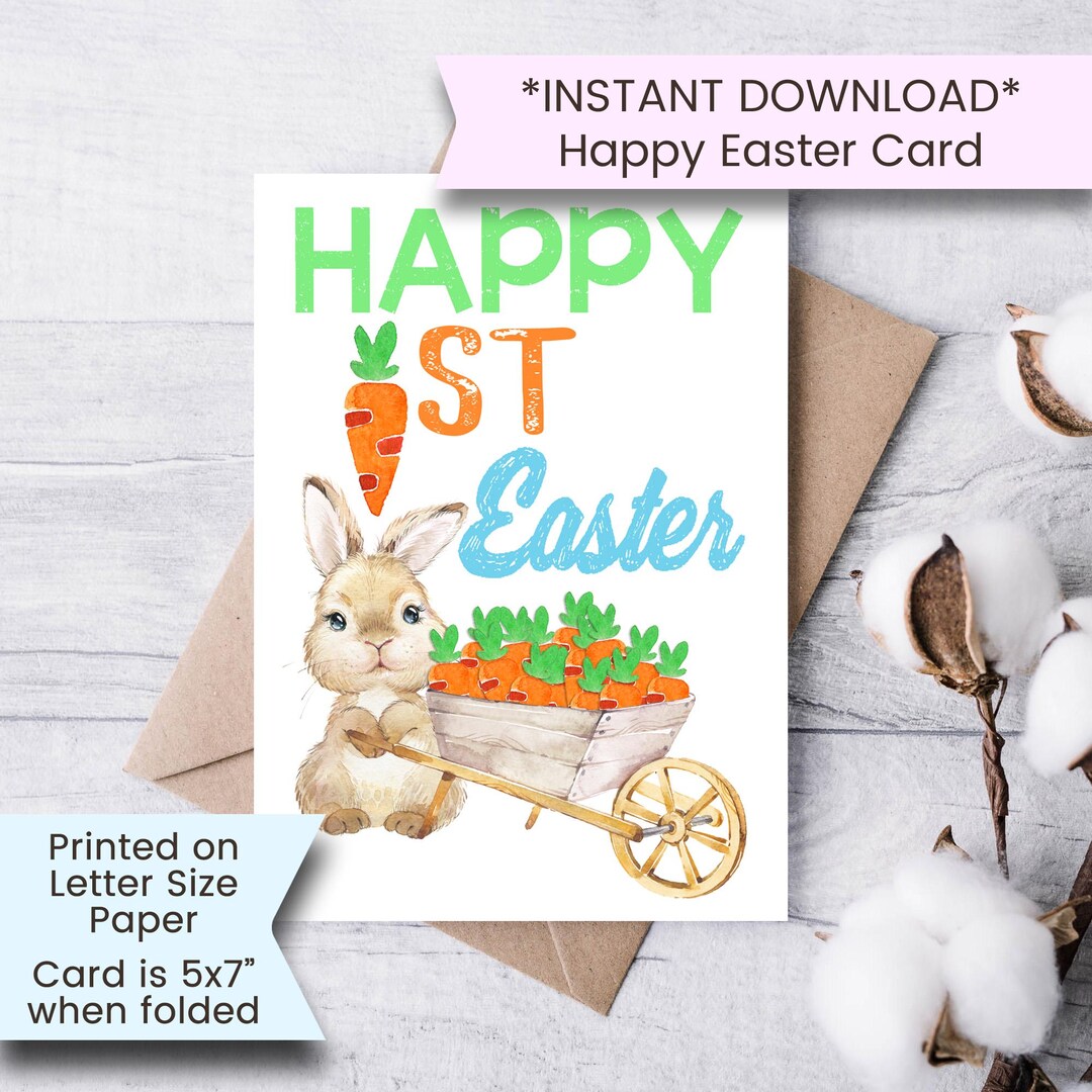 Happy 1st Easter Card Printable, Happy Easter Card, Easter Bunny Card ...
