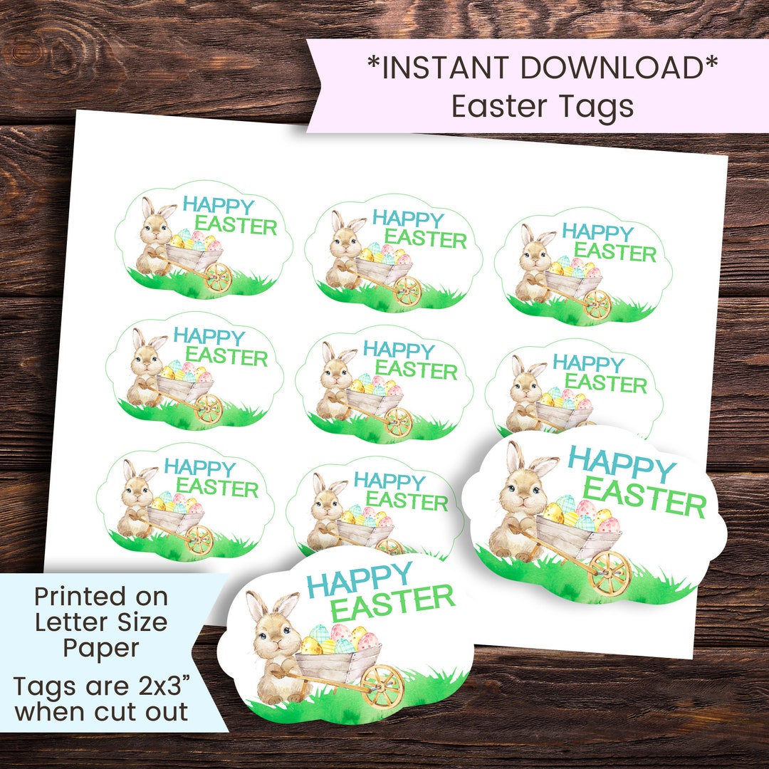 Easter Tags Printable, Easter Basket Tags, Easter Bunny Tag, Easter ...