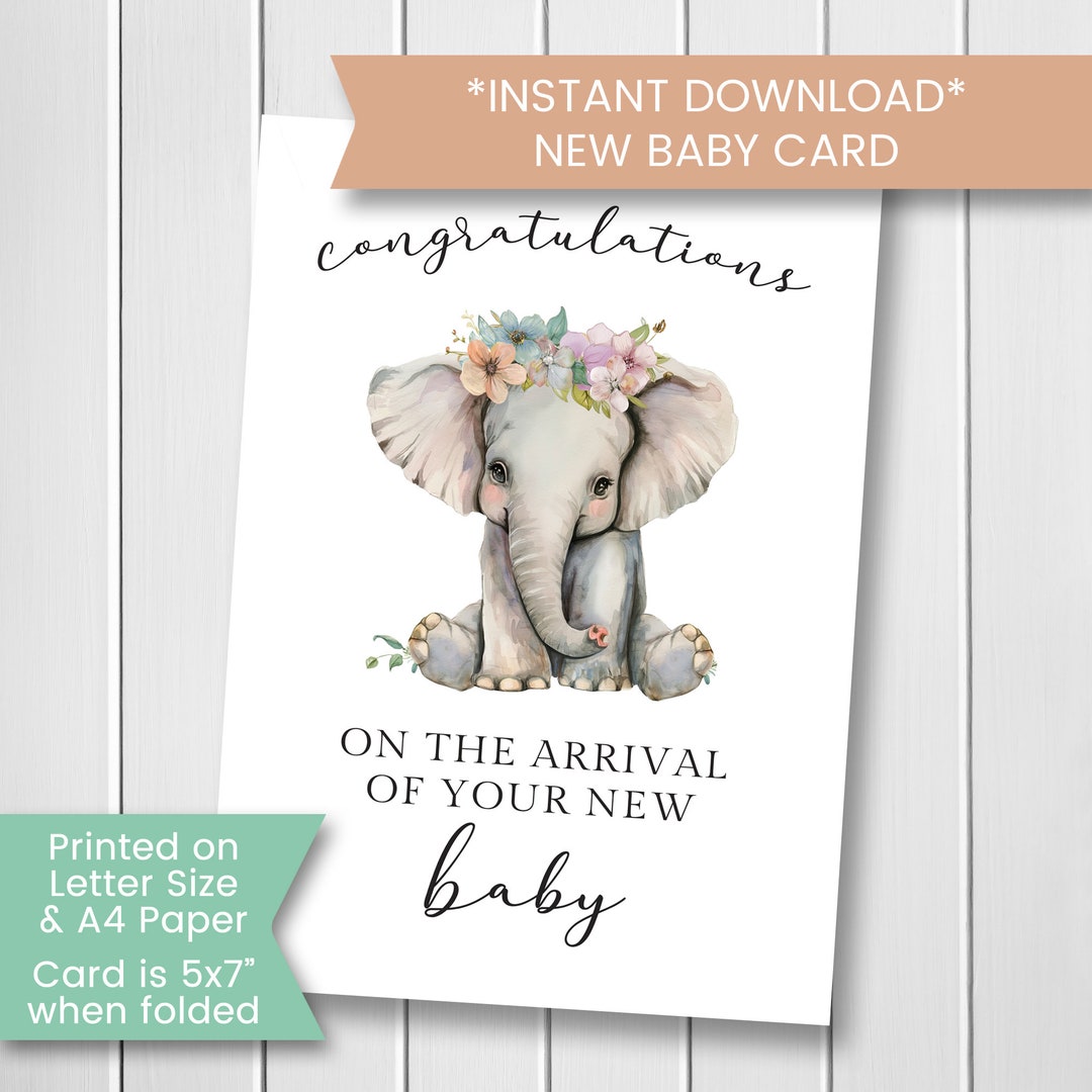 Printable New Baby Card, Congratulations on Your New Baby Card, Baby ...