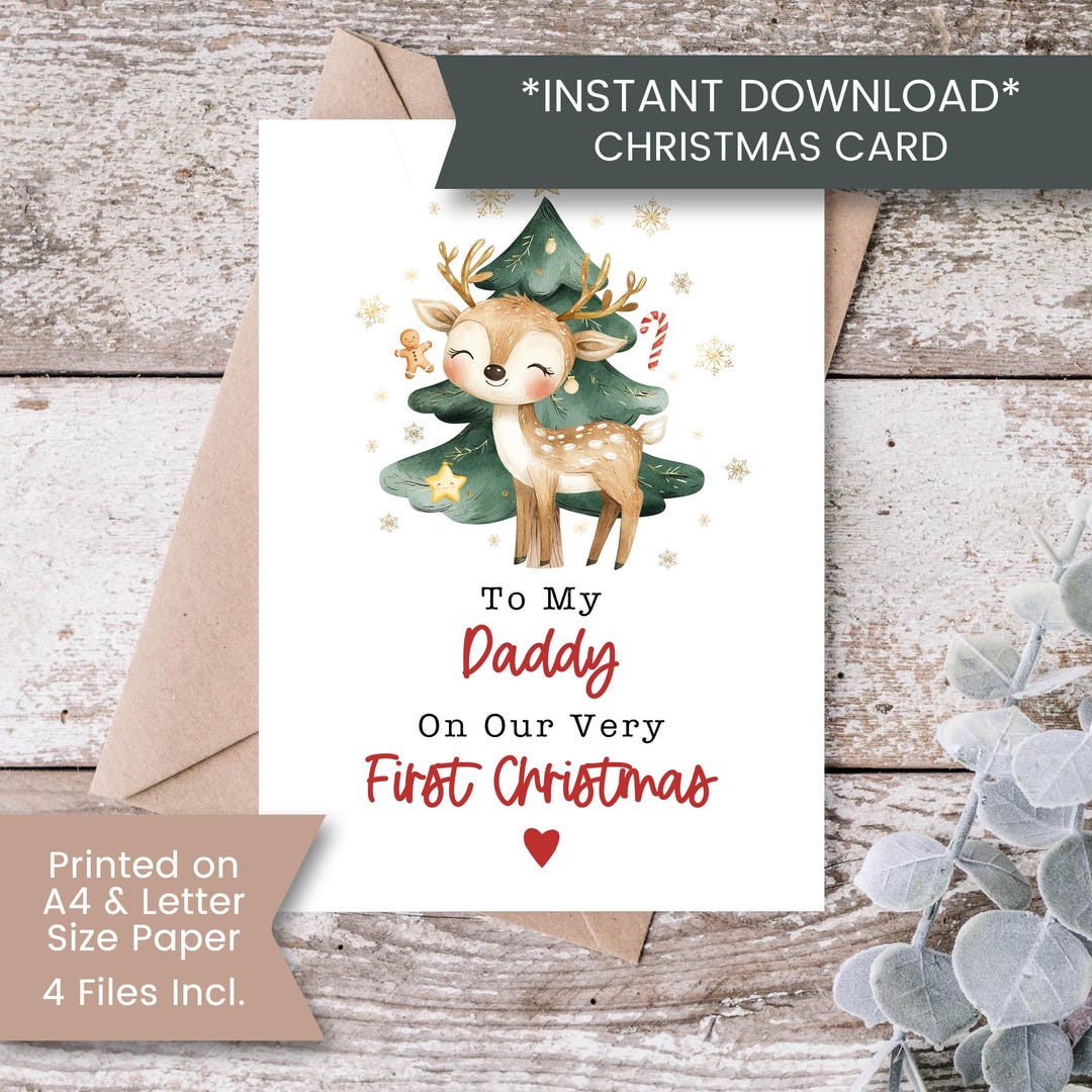Daddys First Christmas Card Printable, Christmas Card for First Time ...