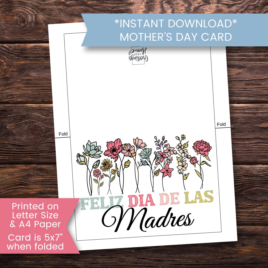 Feliz Dia De Las Madres Card, Spanish Mother's Day Card, Dia De La ...