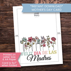 Feliz Dia De Las Madres Card, Spanish Mother's Day Card, Dia De La ...