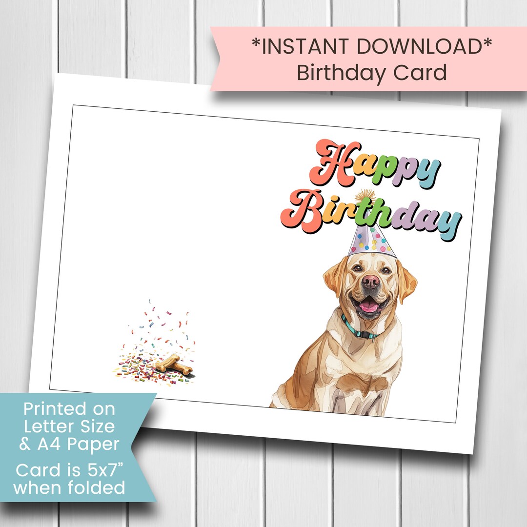 Labrador Retriever Birthday Card, Printable Dog Birthday Card ...