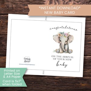 Printable New Baby Card, Congratulations on Your New Baby Card, Baby ...