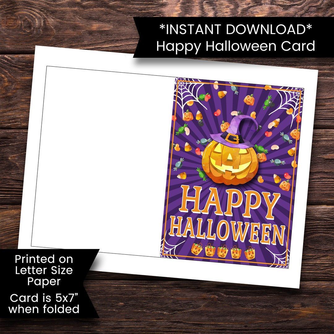 Halloween Card Printable, Printable Happy Halloween Card, Happy ...