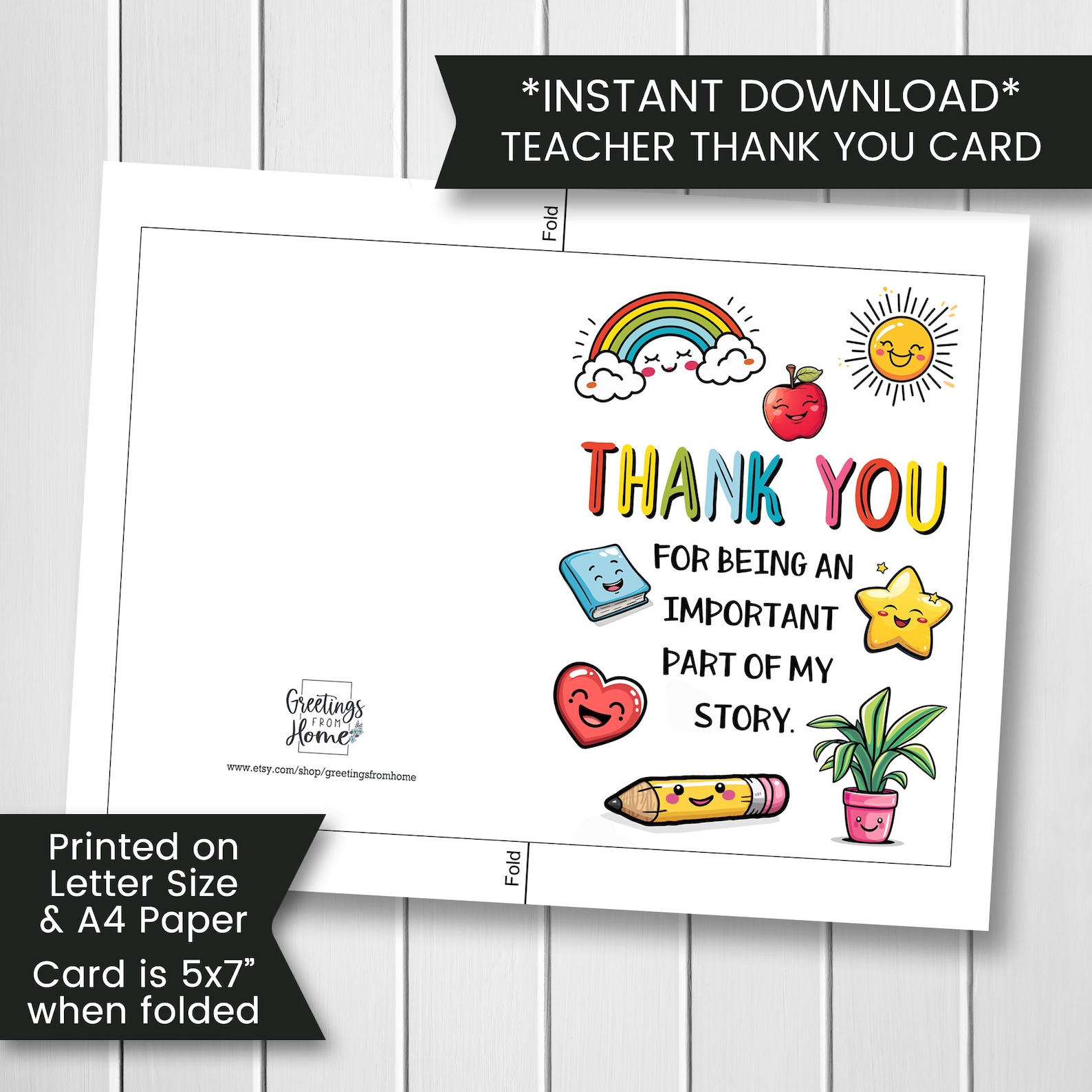 Thank You Card for Teacher Printable, Year End Teacher Card, Teacher ...