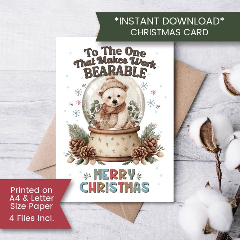 Printable Work Christmas Card for Coworker, Boss Christmas Card, Work ...