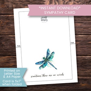 Printable Dragonfly Sympathy Card for Friend, Condolence Grieving Card ...