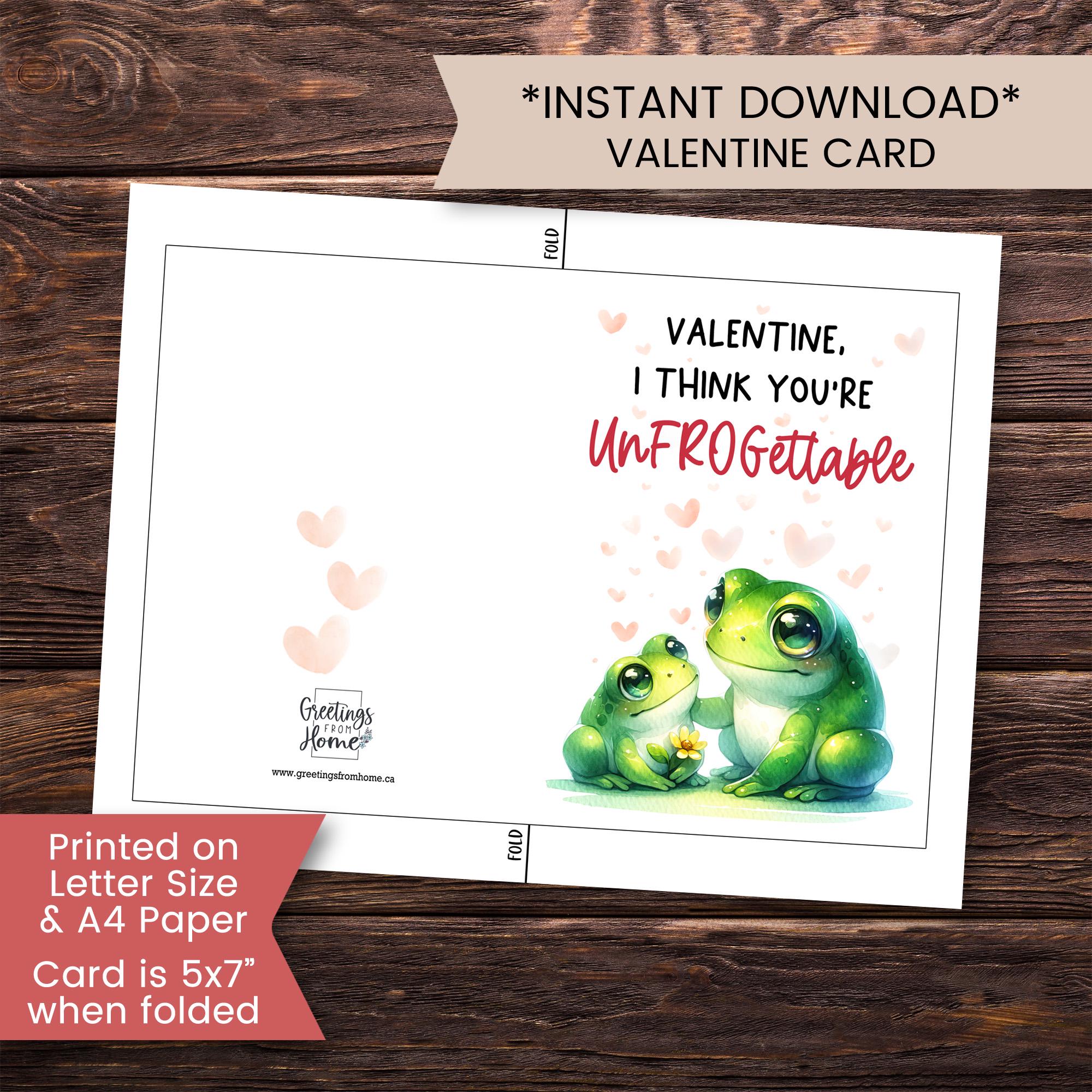 Printable Frog Valentine Card for Grandson, Valentine Card Frog, Cute ...