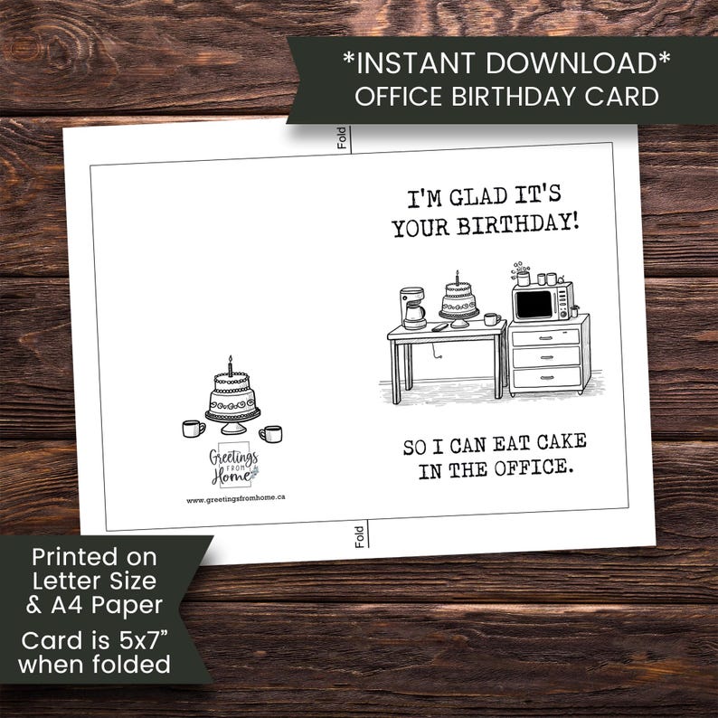 Printable Funny Birthday Card for Coworker, Office Birthday Card for ...