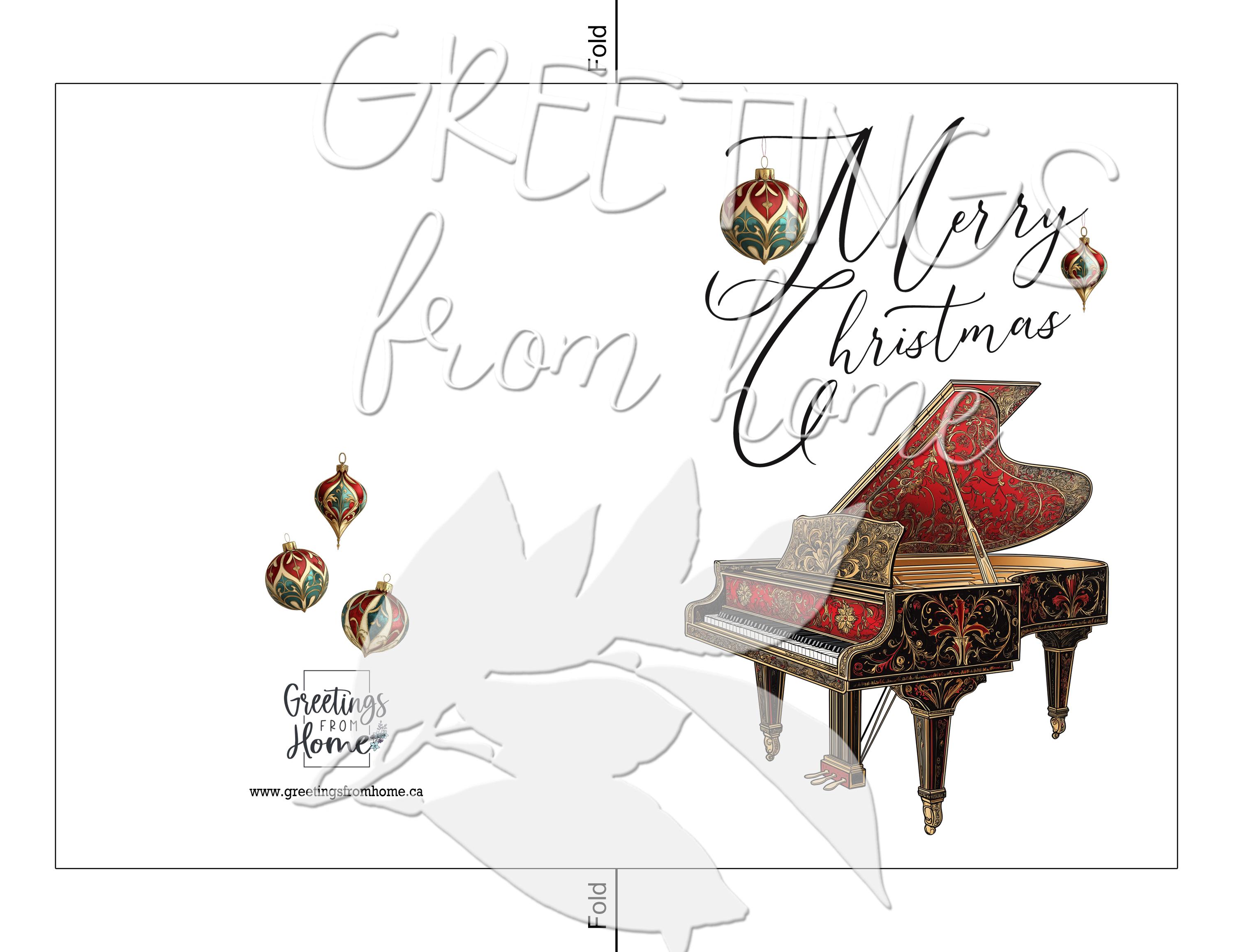 Christmas Card for Piano Teacher, Printable Grand Piano Christmas Card ...