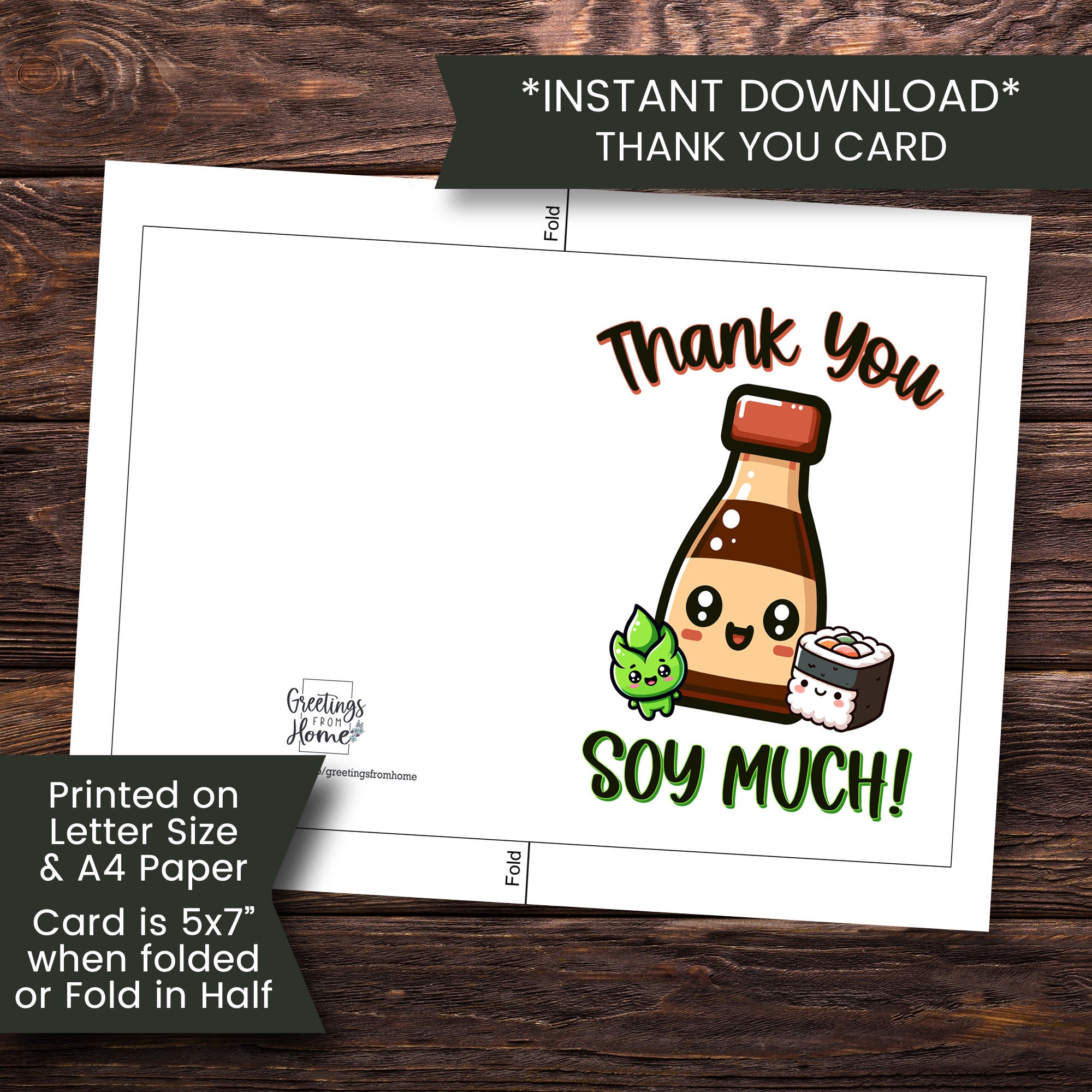 Printable Thank You Soy Much Card for Teacher, Cute Thank You Card for ...