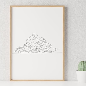 Snowmobile Minimalist Printable Line Art Snowmobile Wall Black Lines ...