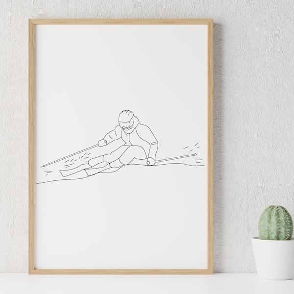 Skiing Line Drawing - Etsy