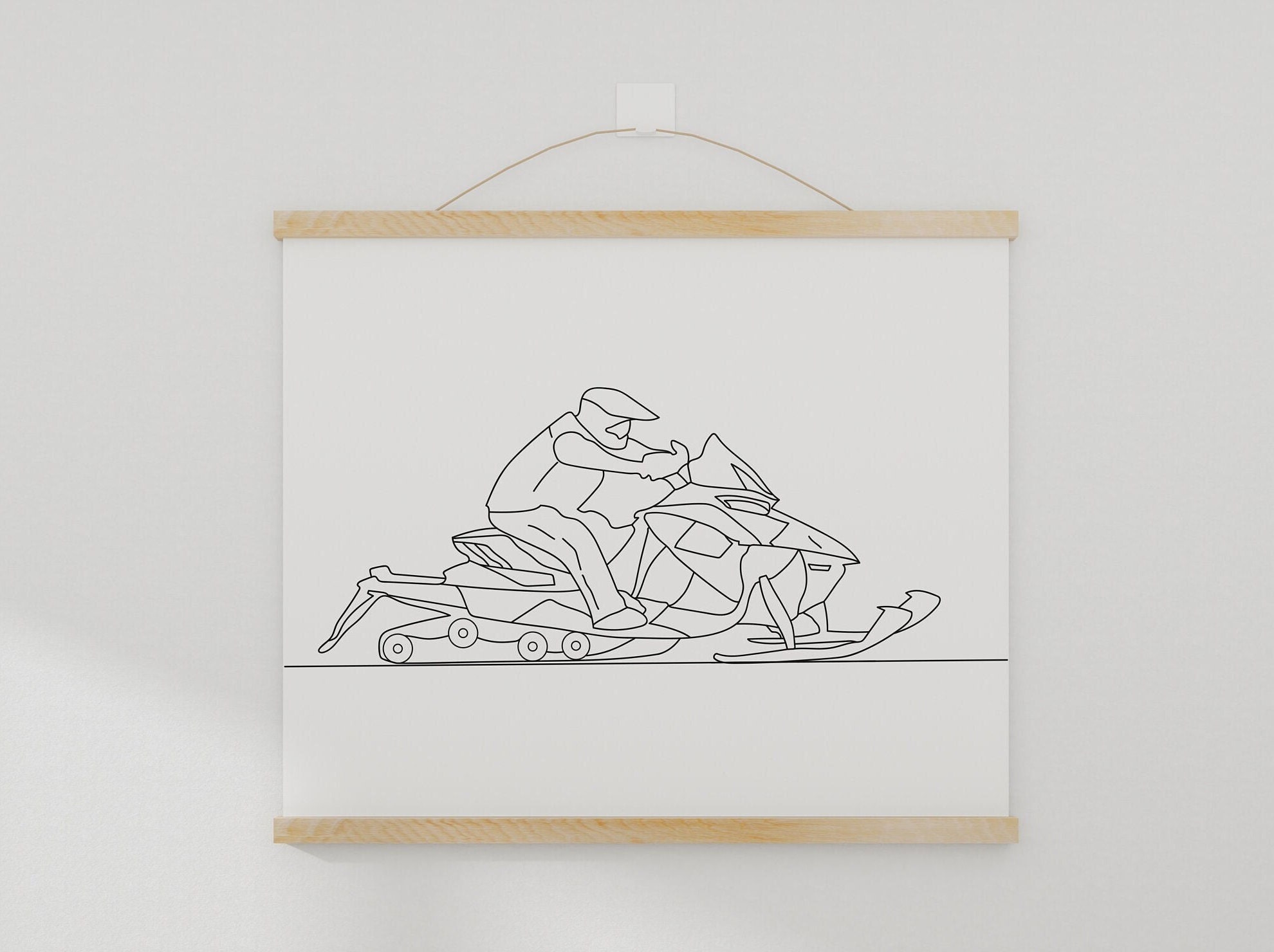 Snowmobile Minimalist Printable Line Art Snowmobile Wall Black Lines ...