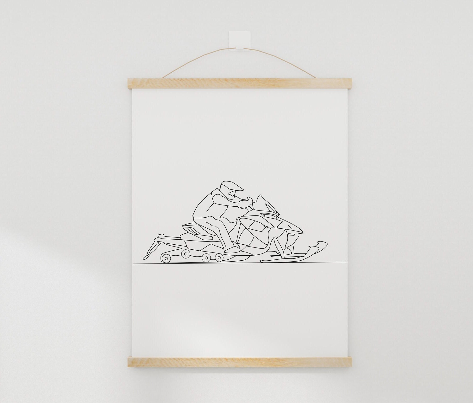 Snowmobile Minimalist Printable Line Art Snowmobile Wall Black Lines ...