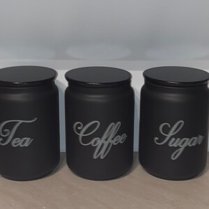 Black Canister Sets Black Wording Tea Coffee Sugar Canister - Etsy