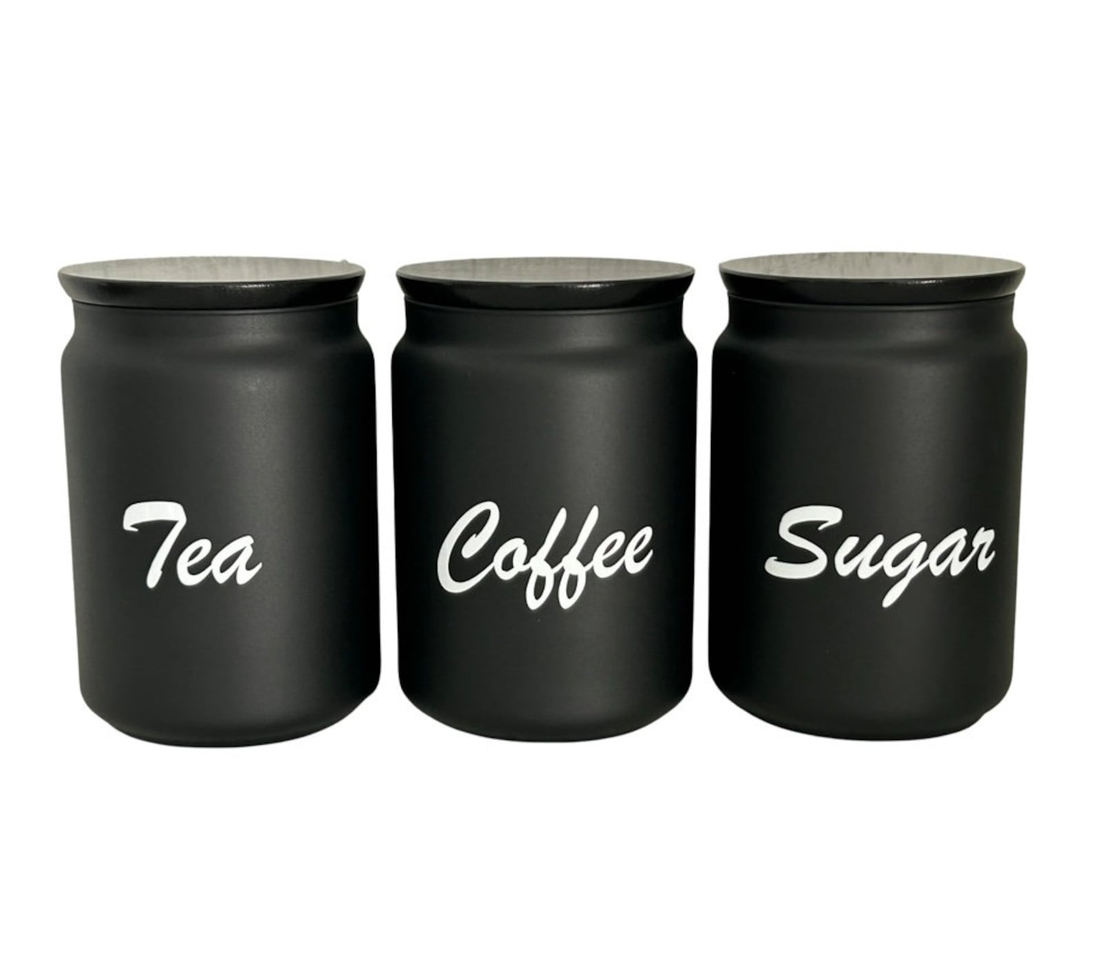 Black Canister Sets Black Wording - Tea Coffee Sugar Canister Sets ...