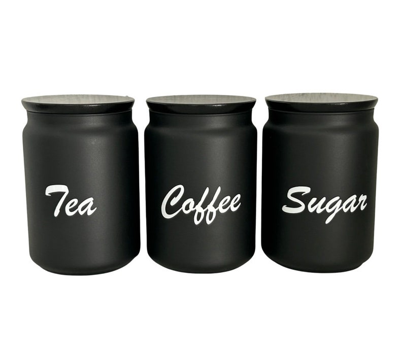 Black Canister Sets Black Wording - Tea Coffee Sugar Canister Sets ...