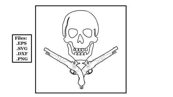 Skull and Musket Pistols Digital File SVG PNG DXF Eps | Etsy