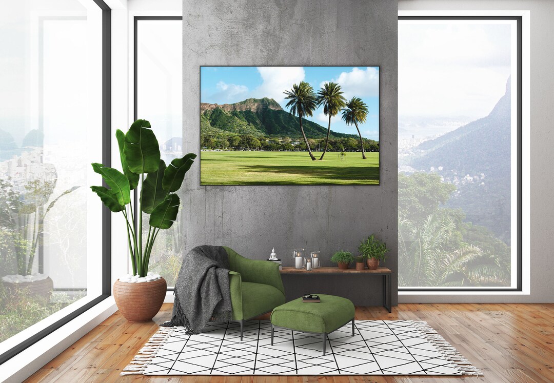 Hawaii Mural Diamond Head Beach Park and Palm Trees Various - Etsy