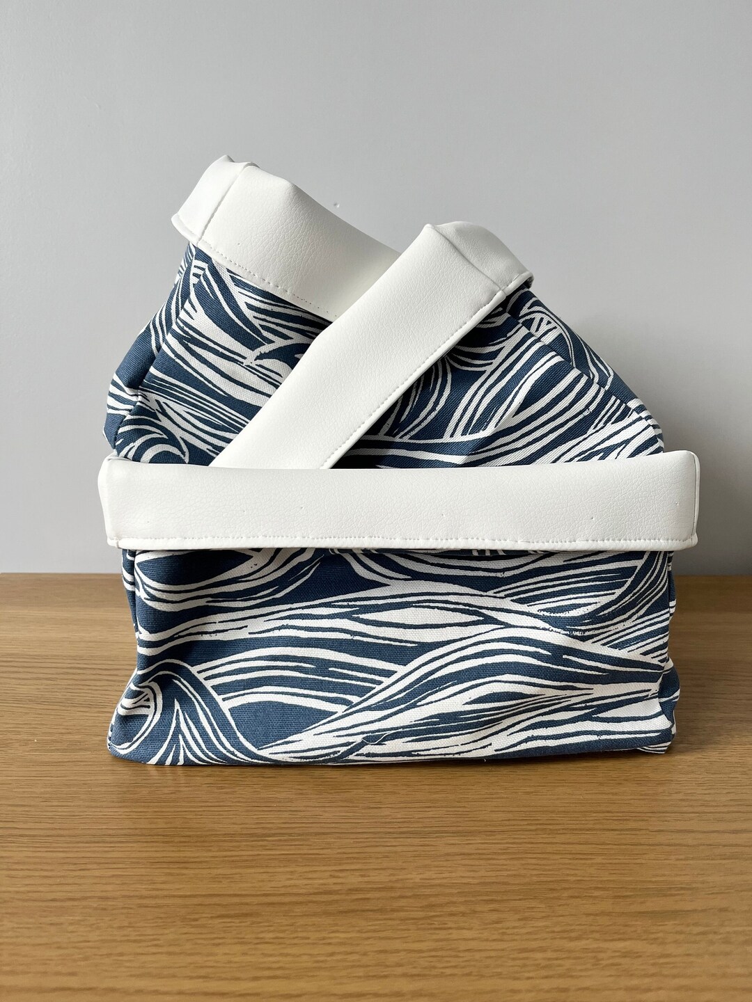 Handmade Reversible Nautical Storage Boxes/baskets /blue Wave Fabric ...