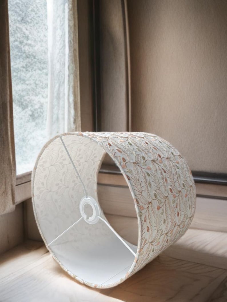Floral Embroidered Lace Lampshade | Handmade Neutral Decor - Etsy