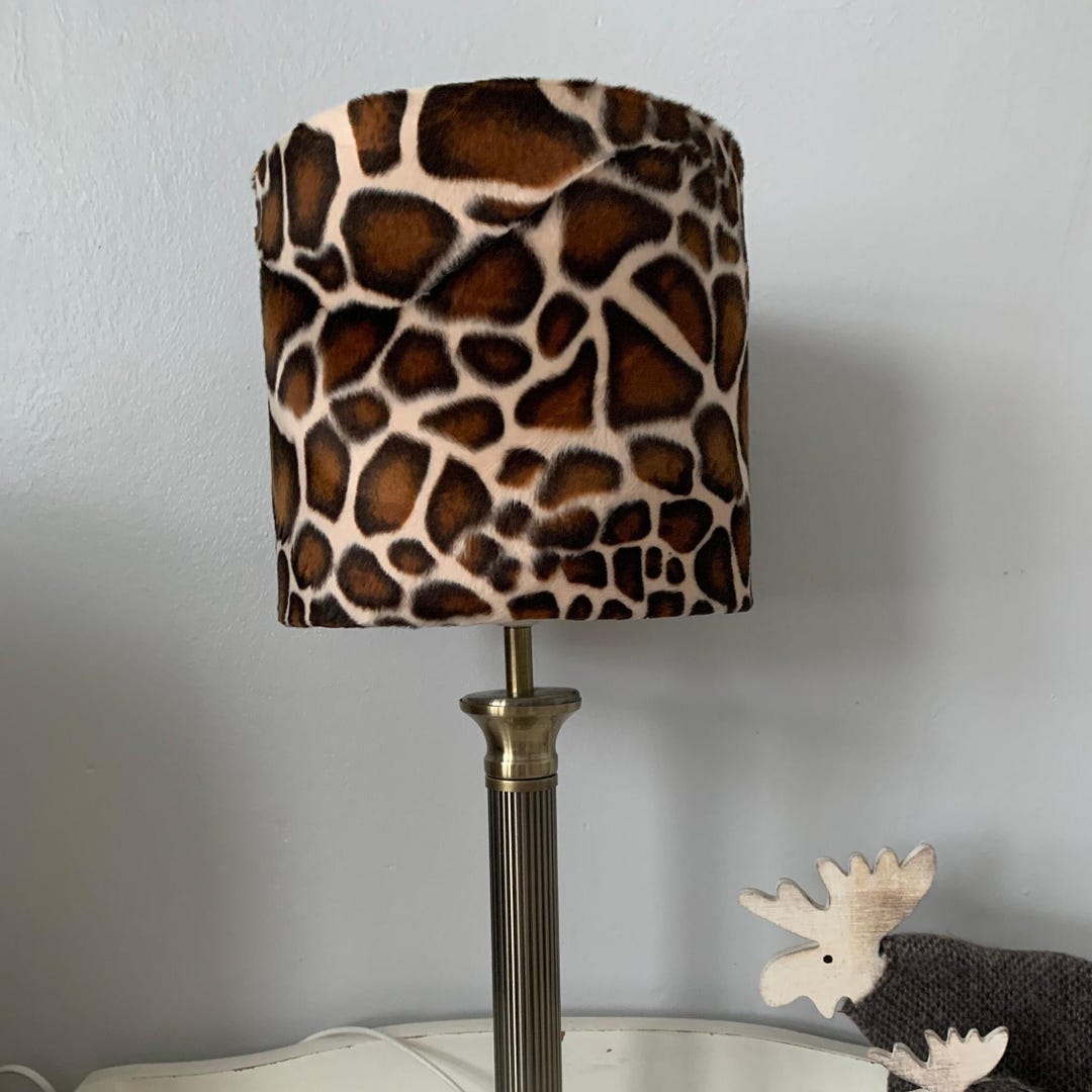 Giraffe Print Drum Lampshade, Handmade. Wild Animal Print Soft Feel Fur ...