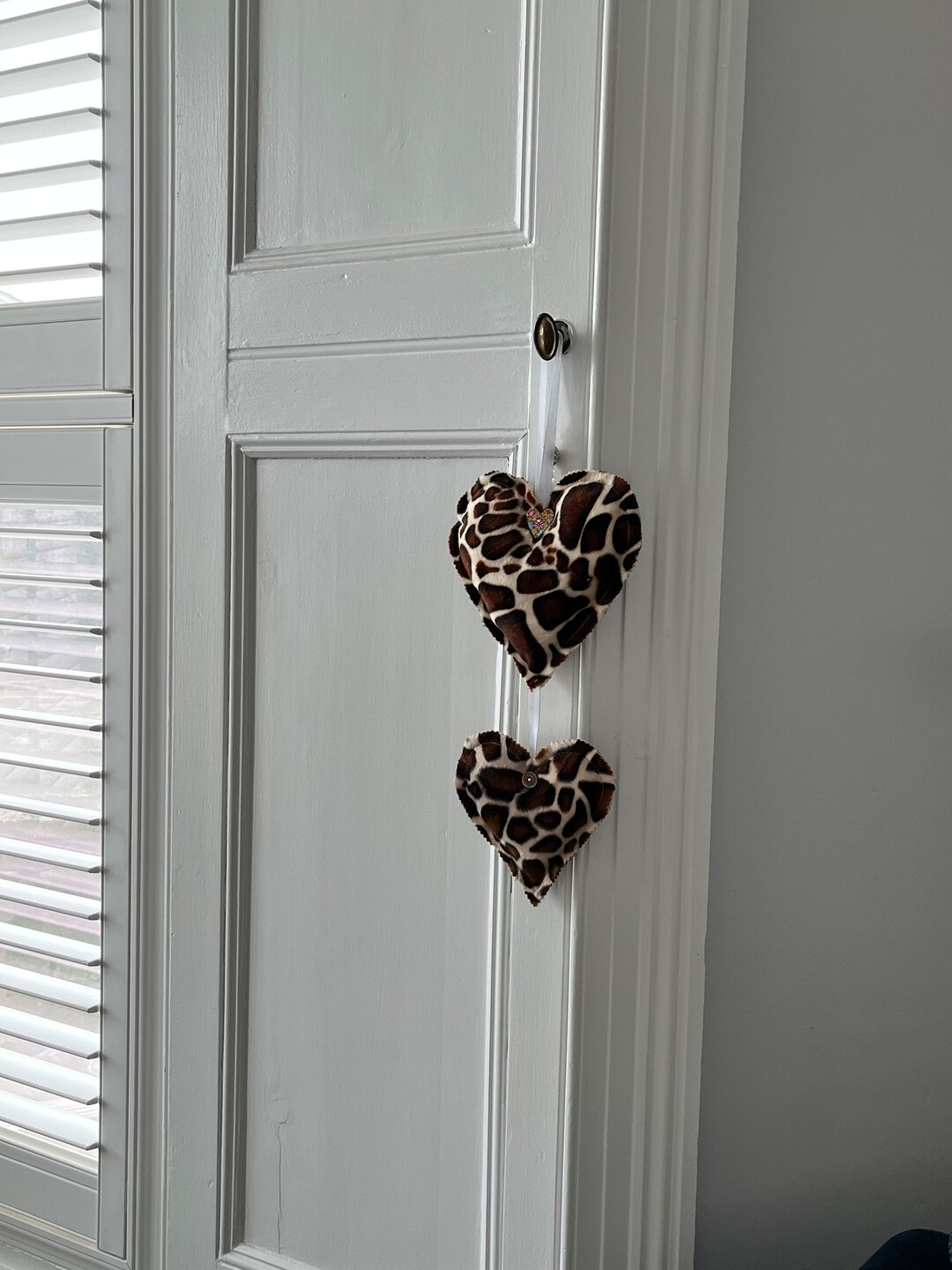 Set of 2 Hanging Padded Hearts. Shabby Chic Mothers Day Gift Fabric ...