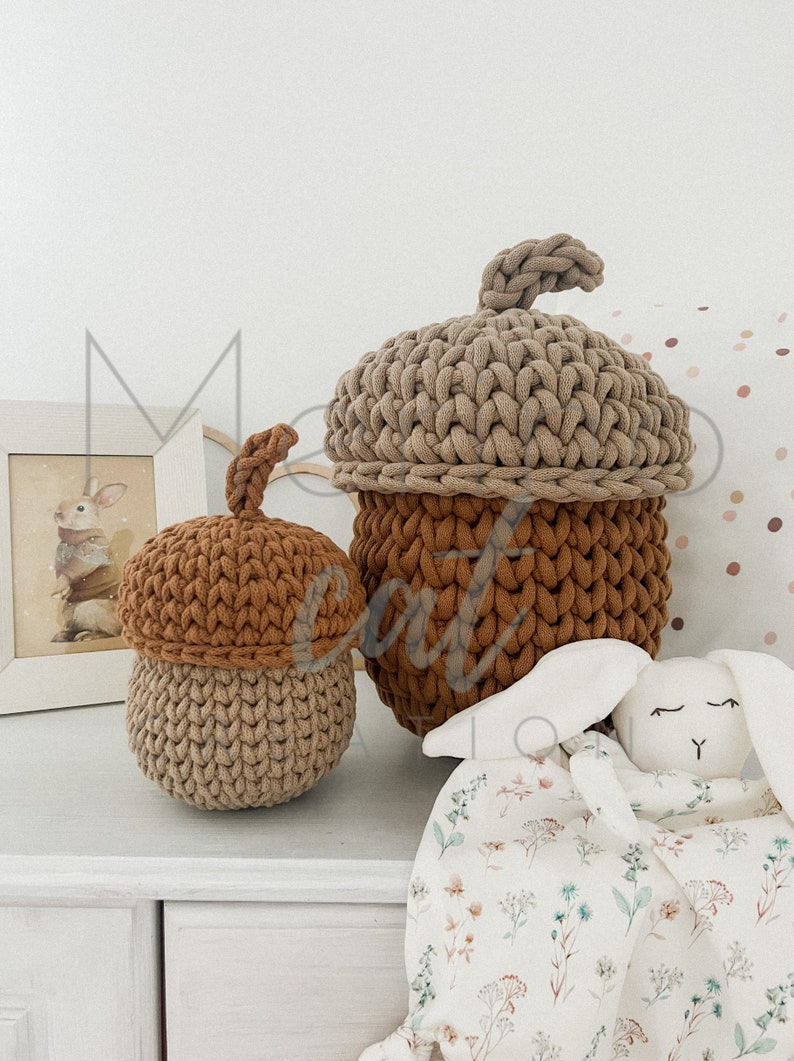 Acorn Crochet Baskets\storage Basket\crochet Kids Decor\nursery Storage ...