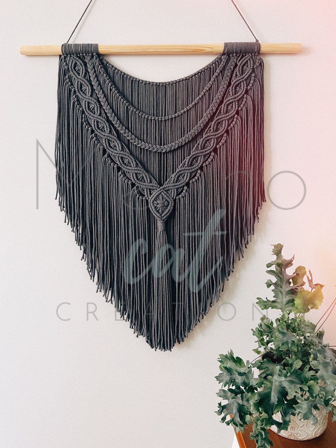Steel Gray Macrame Wall Hangingmodern Macramewall Arthandmadehome ...