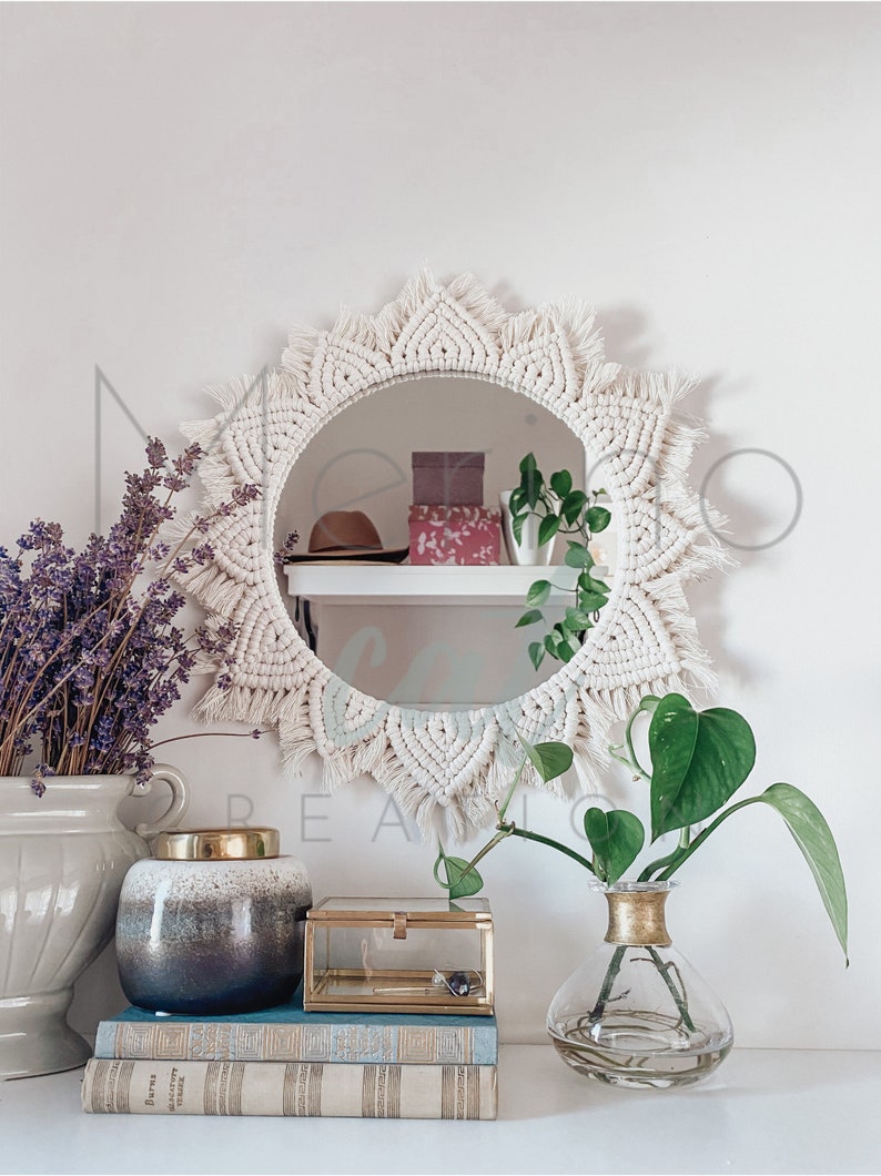 Set of 3 Macrame Mandala Mirrors: Boho Wall Decor - Etsy