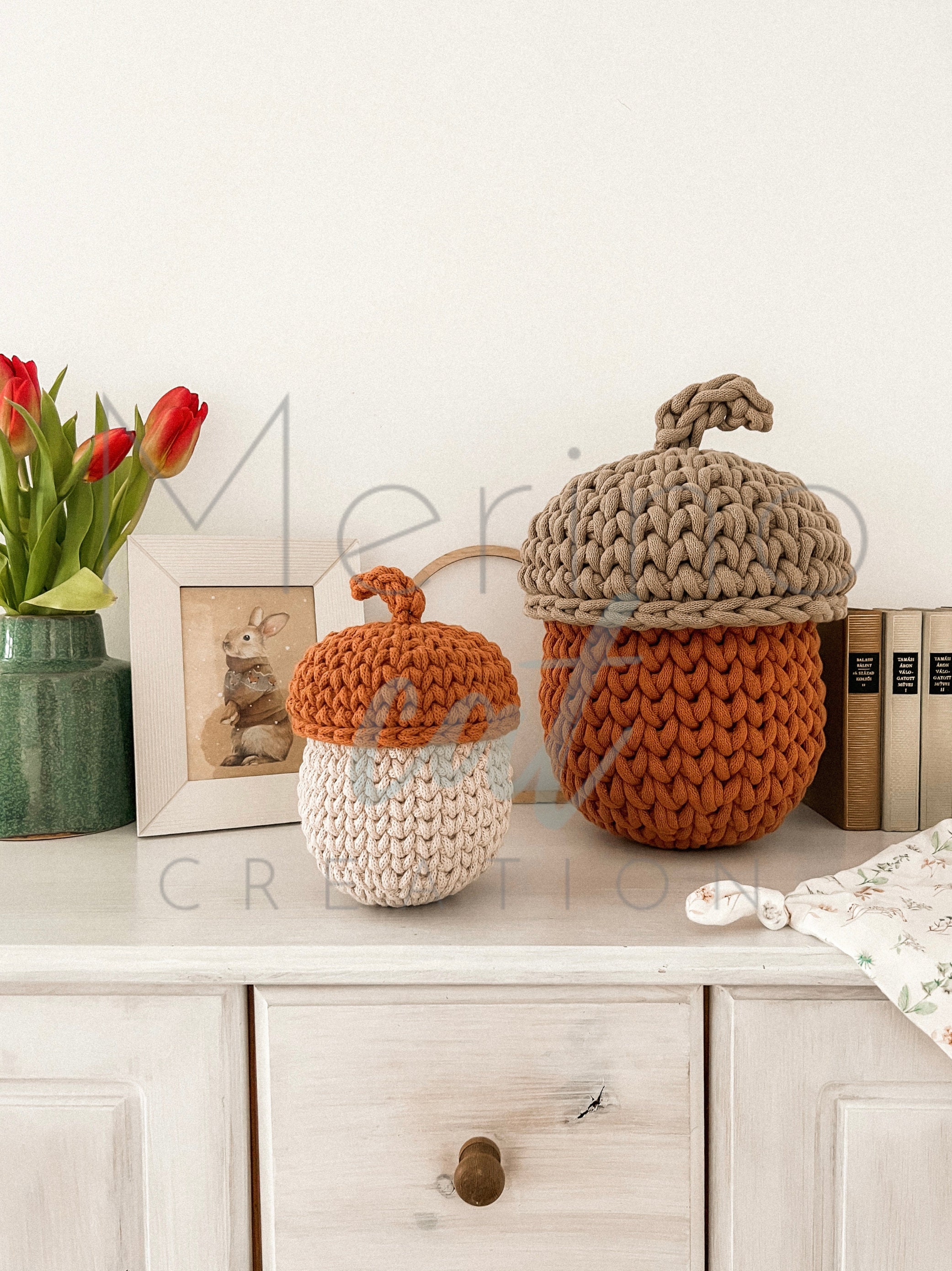Acorn Crochet Baskets\storage Basket\crochet Kids Decor\nursery Storage ...