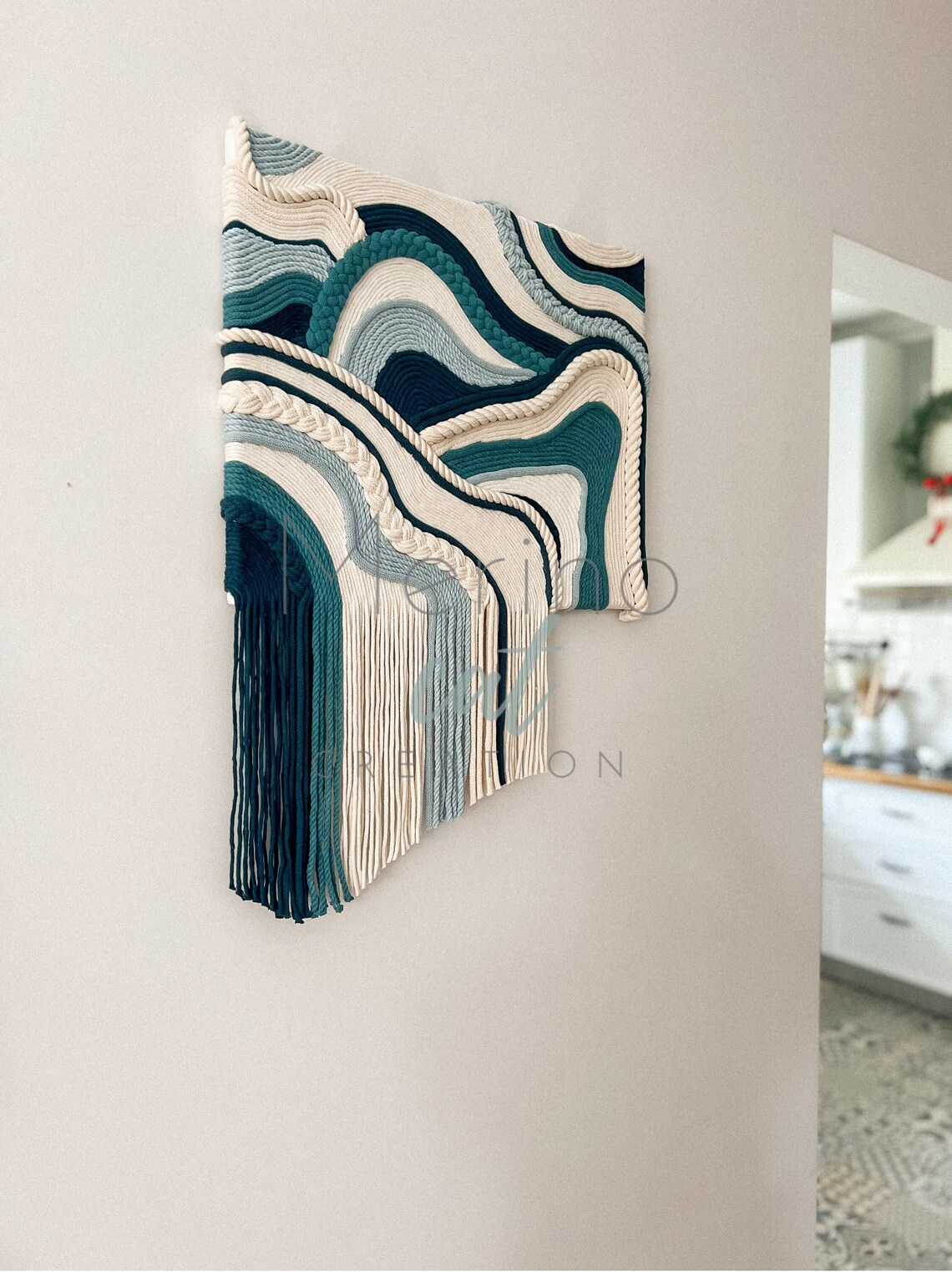 Indigo Tide Macrame Wall Hanging: Handmade Cotton Fiber Art - Etsy