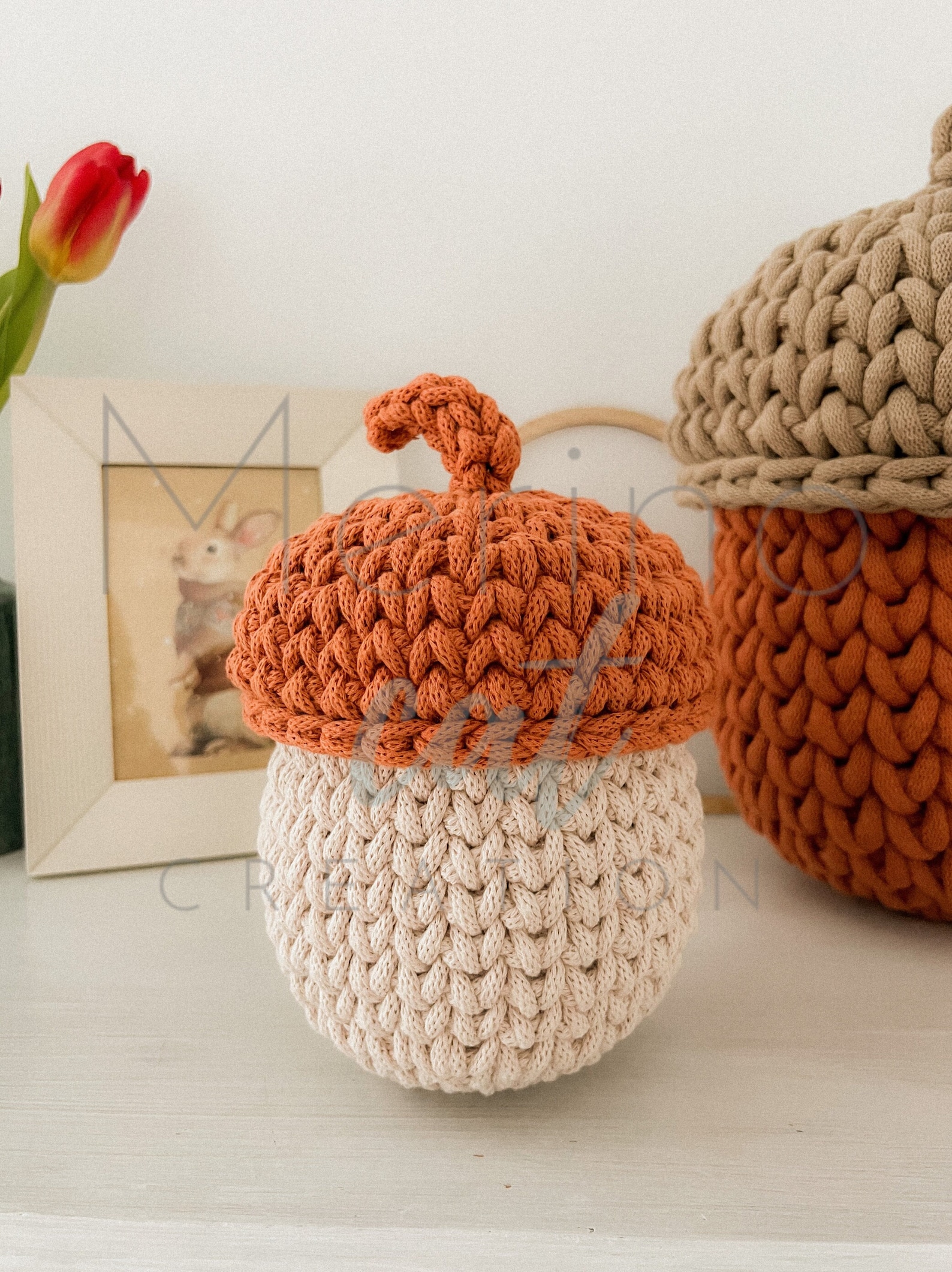 Acorn Crochet Baskets\storage Basket\crochet Kids Decor\nursery Storage ...