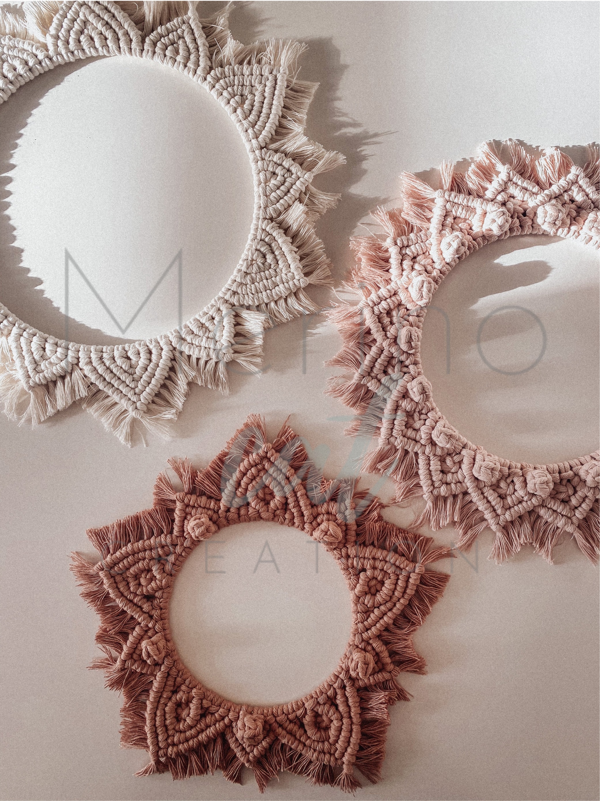 Set of 3 Macrame Mandala Mirrors: Boho Wall Decor - Etsy
