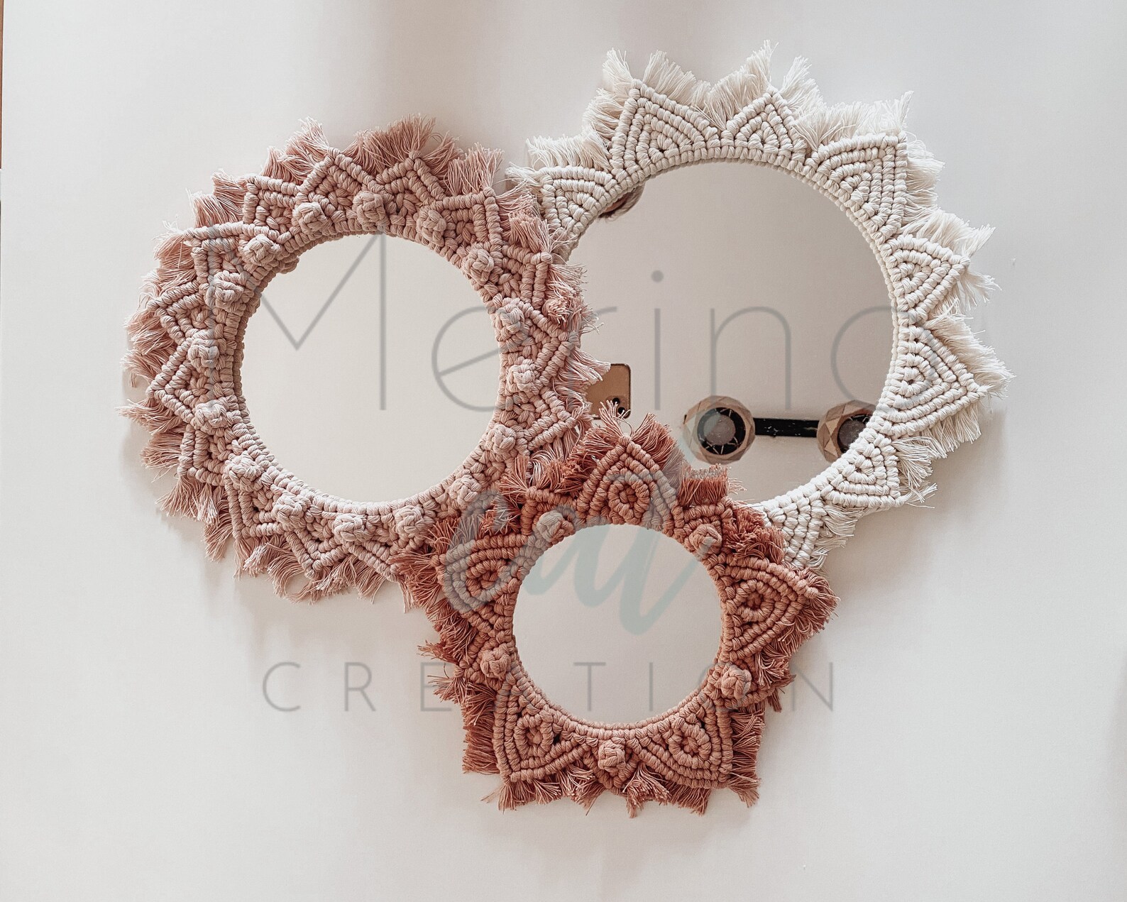 Set of 3 Macrame Mandala Mirrors: Boho Wall Decor - Etsy