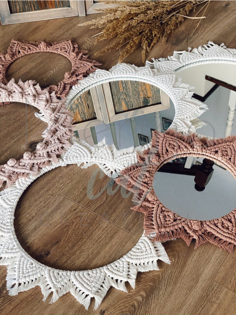 Set of 3 Macrame Mandala Mirrors: Boho Wall Decor - Etsy