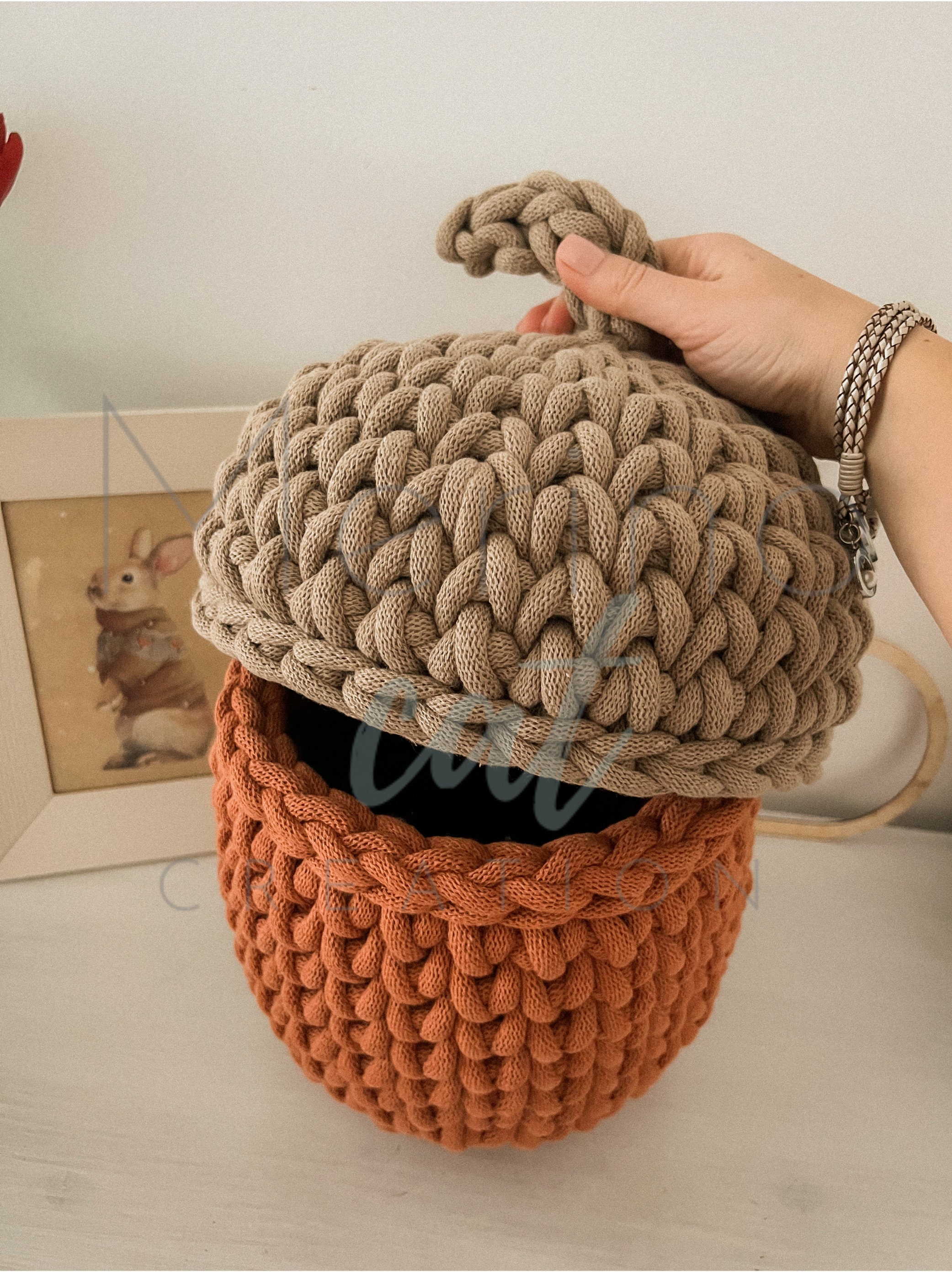 Acorn Crochet Baskets\storage Basket\crochet Kids Decor\nursery Storage ...