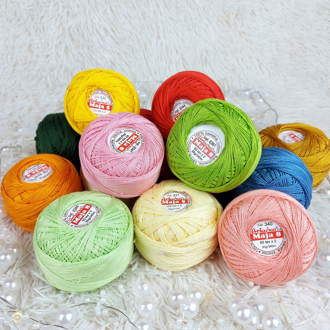 Pearl Crochet Thread Size 5 Mercerized Cotton Yarn Fine | Etsy