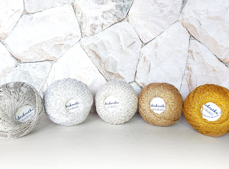 Cotton Metallic Fine Crochet Thread White Cotton Ball With - Etsy