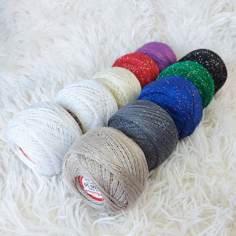 Cotton Skein With Metallic Thread LUMI 10 | Shiny & Soft - Perfect for ...