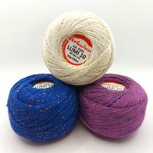 Cotton Skein With Metallic Thread LUMI 10 | Shiny & Soft - Perfect for ...